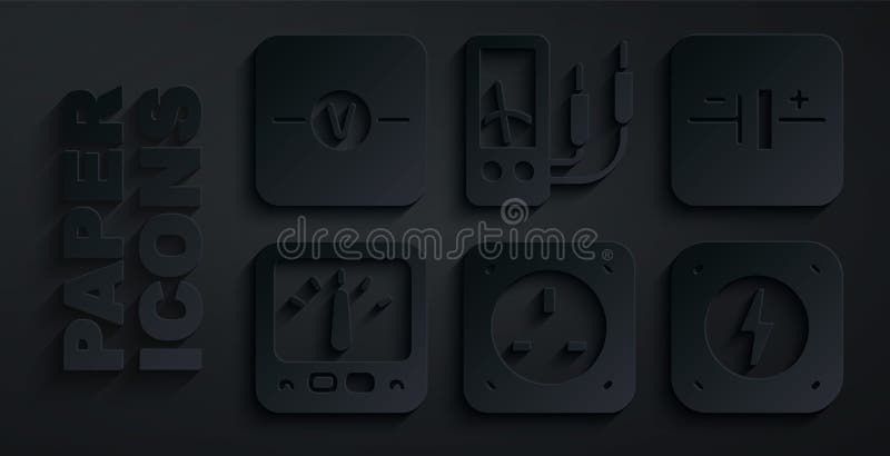 Set Electrical Outlet, DC Voltage Source, Ampere Meter, Multimeter ...