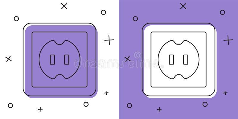 Set Electrical Outlet Icon Isolated on White and Purple Background ...