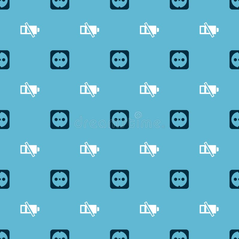 Set Electrical Outlet and Low Battery on Seamless Pattern. Vector Stock ...