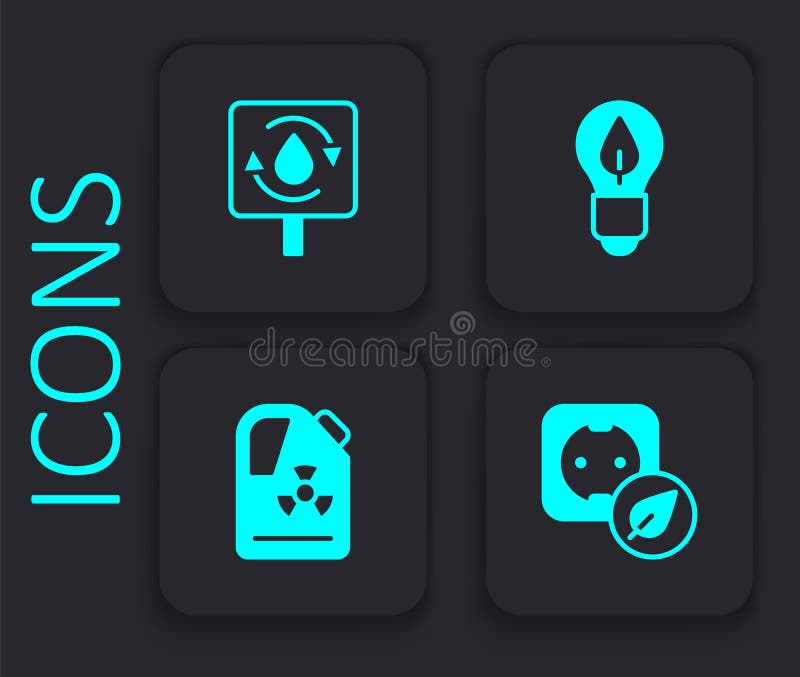 Set Electrical Outlet, Recycle Clean Aqua, Light Bulb with Leaf and ...