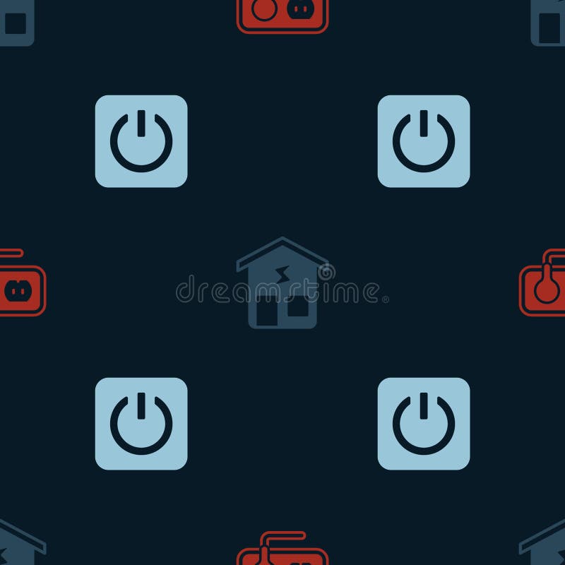 Set Electrical Outlet, Smart Home and Power Button on Seamless Pattern ...
