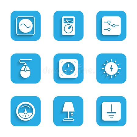 Set Electrical Outlet, Table Lamp, Symbol Ground, Solar Energy Panel ...