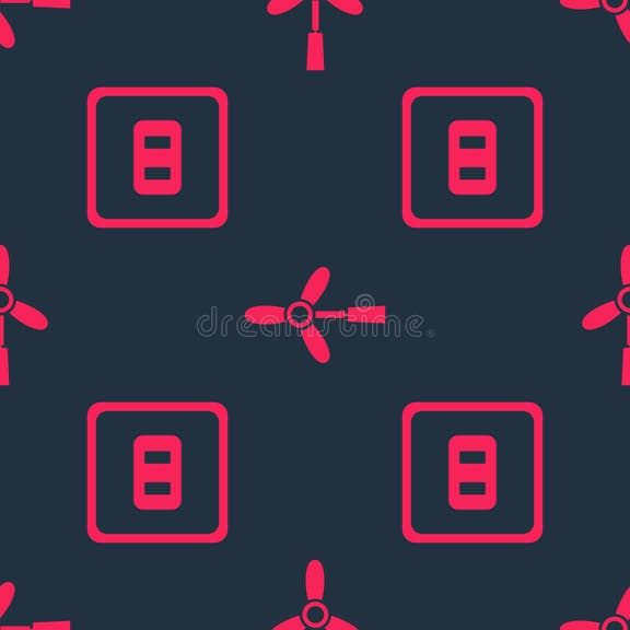 Set Electrical Outlet and Wind Turbine on Seamless Pattern. Vector ...