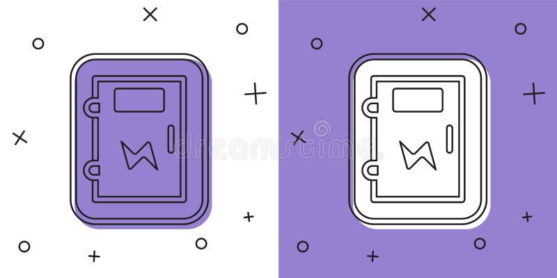 Set Electrical Panel Icon Isolated on White and Purple Background ...
