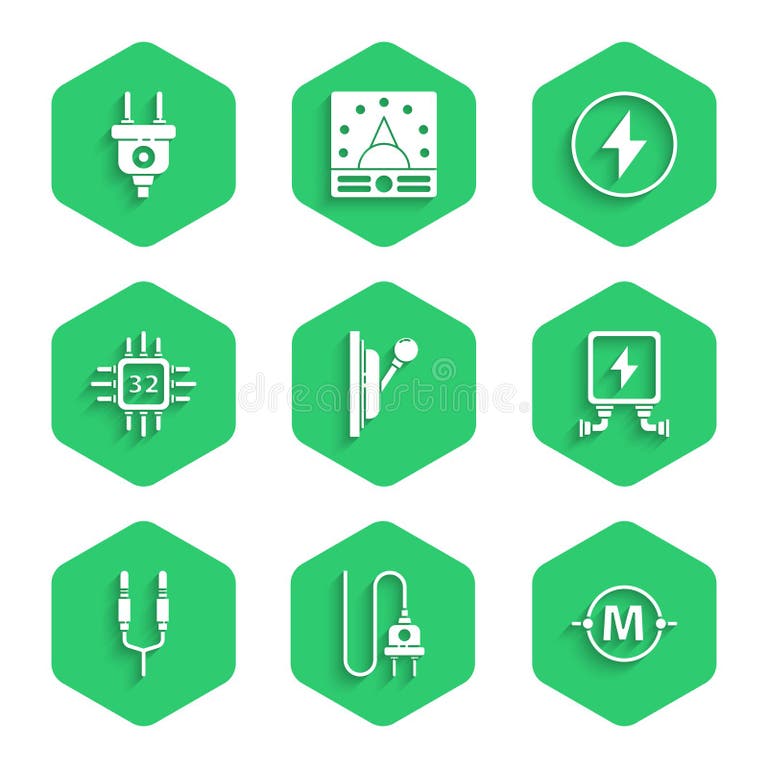 Set Electrical Panel, Plug, Circuit Scheme, Transformer, Audio Jack ...