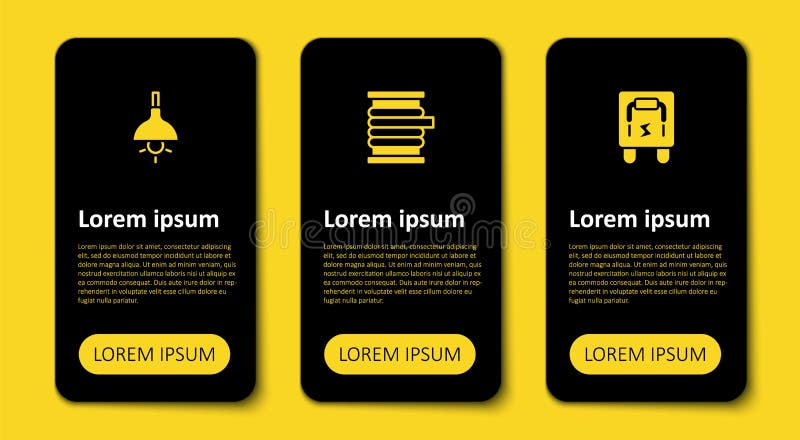 Set Electrical Panel, Wire Electric Cable on Reel and Lamp Hanging ...