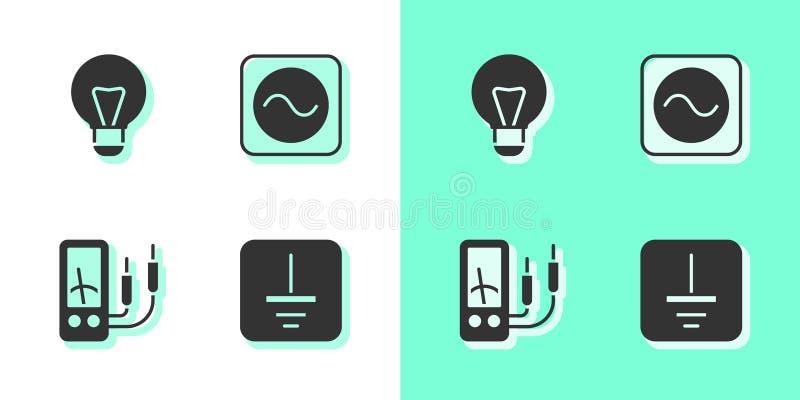 Set Electrical Symbol Ground, Creative Lamp Light Idea, Ampere Meter ...