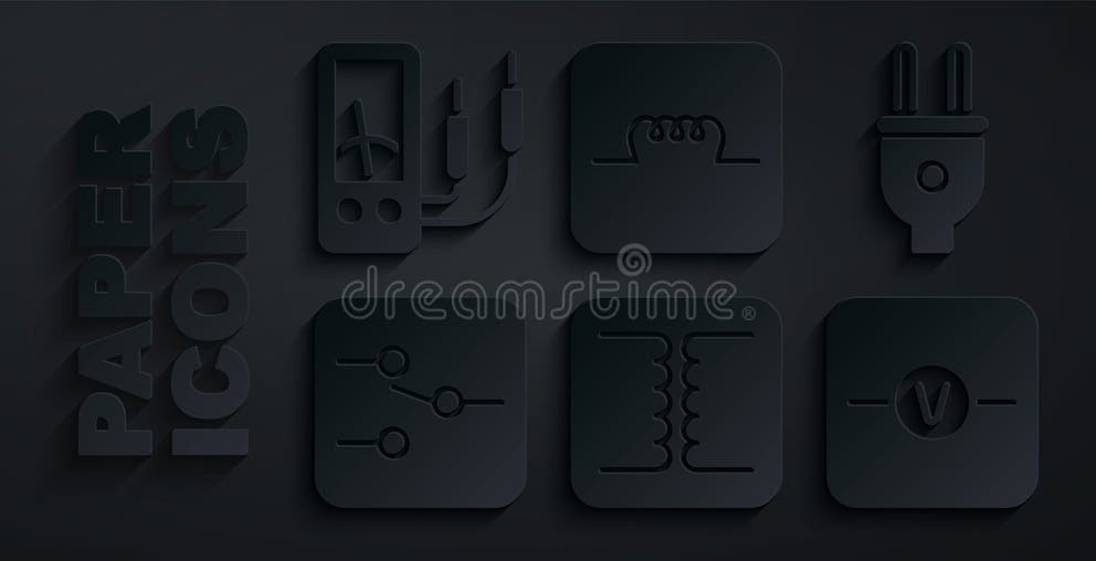 Set Electrical Transformer, Plug, Switch in Electronic Circuit ...