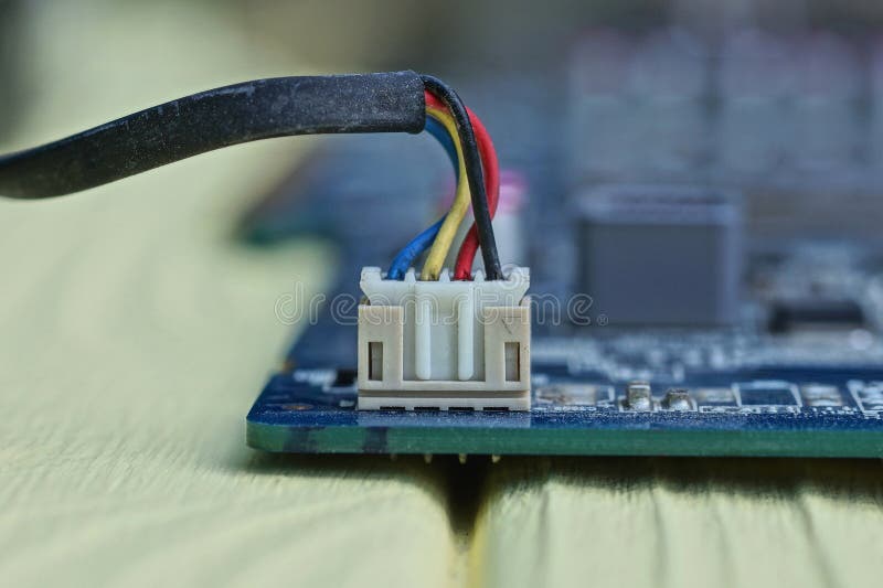 A Set of Electrical Wires in a Socket on a Microcircuit of an ...