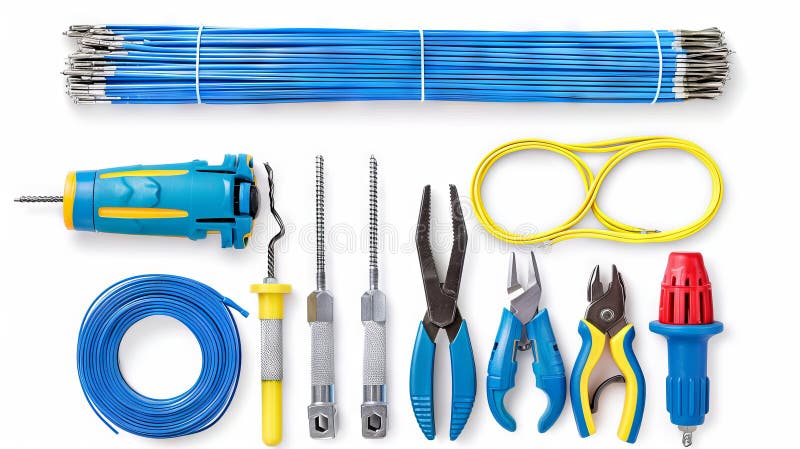 Set of Electrician Tools Isolated on a White Background. Concept of ...