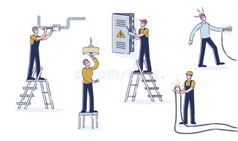 Electricians Checking Stock Illustrations – 32 Electricians Checking ...
