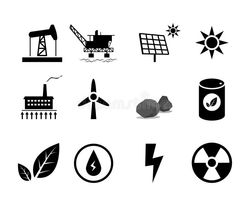 Set of Electricity Generation Icon for Infographic Stock Vector ...