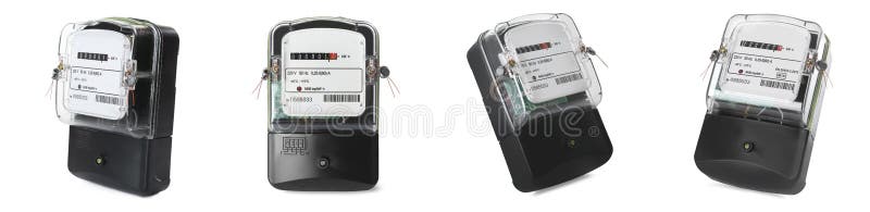 Set of Electricity Meters on White Background. Banner Design Stock ...