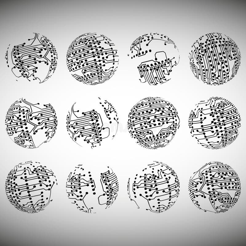 Set of Electronic Circuit. EPS10 Vector Stock Vector - Illustration of ...