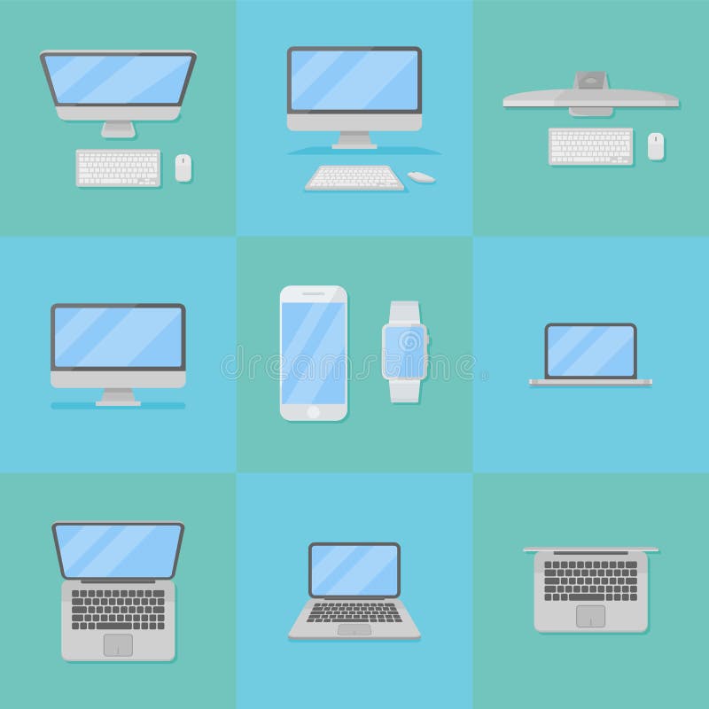 Computer Desktop Icons Pack. Round Home Icon Theme. UI Element. Stock Vector - Illustration of ...