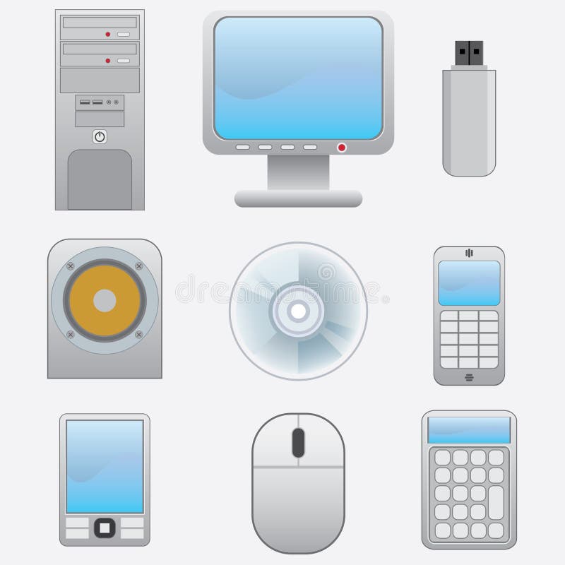 Computer Hardware Icons Set - Design Elements 55a Stock Vector ...