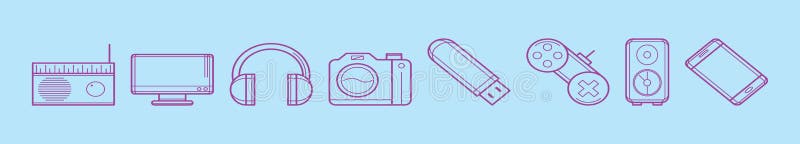 Set of Electronic Devices Cartoon Icon Design Template with Various ...