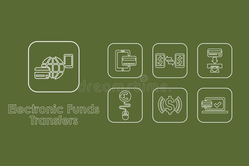 Set of Electronic Funds Transfers Simple Icons Stock Vector ...