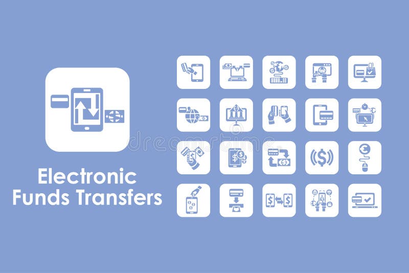 Set of Electronic Funds Transfers Simple Icons Stock Vector ...