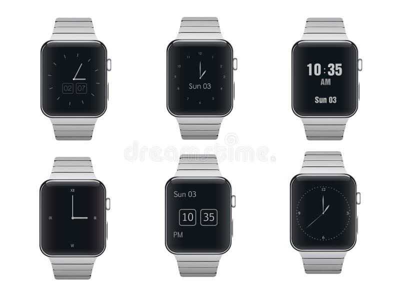 Set of Electronic Smart Watches with Different Dials Design Isolated ...