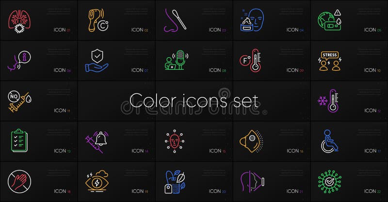 Set of Electronic Thermometer, Nasal Test and Face Cream Line Icons ...