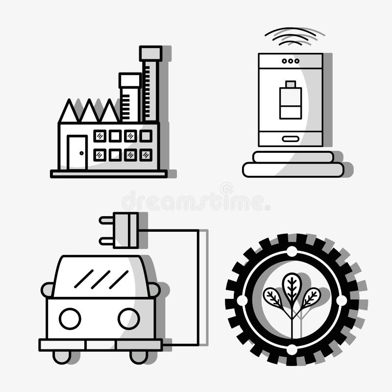 Set Electronics Elements To Use Energy Stock Vector - Illustration of ...