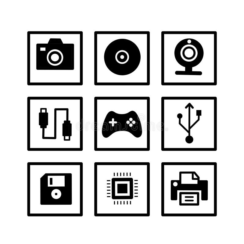 Set of Electronics and Technology Icons Isolated on White Background ...