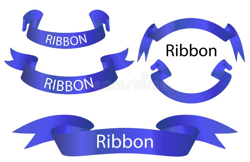 Set of Elegant Blue Ribbons or Banners. Vector Stock Vector ...