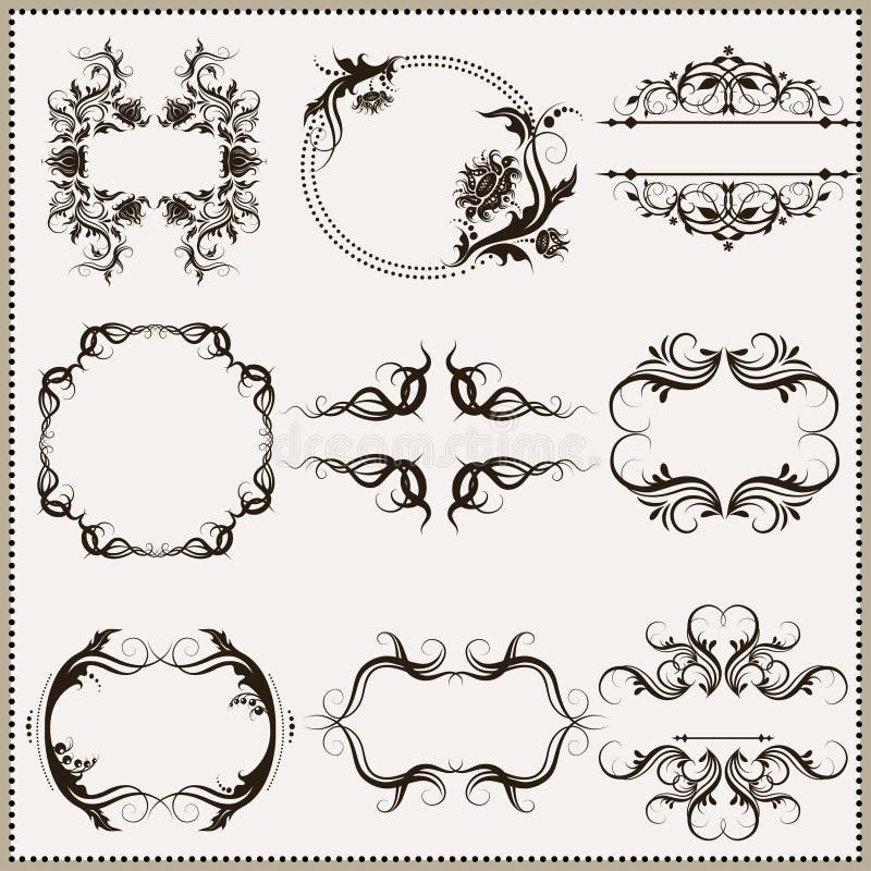 Set of Elegant Calligraphic Frames Stock Vector - Illustration of label ...