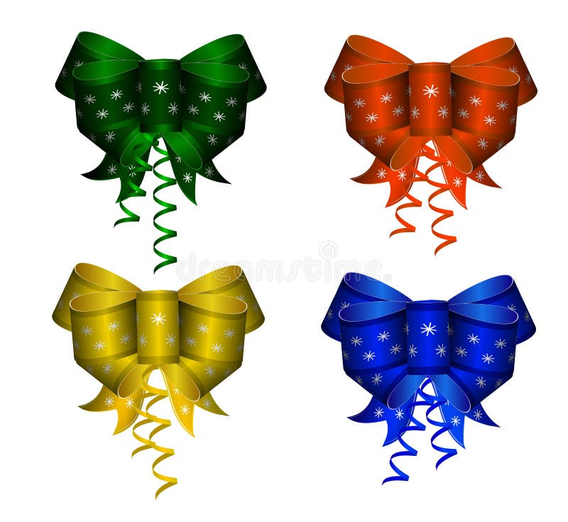 Set of Elegant Colorful Realistic Silk Bows of Different Colors with ...