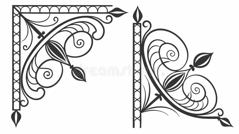 Set of Elegant Decorative Corner Scroll Ornaments, Vector Design ...