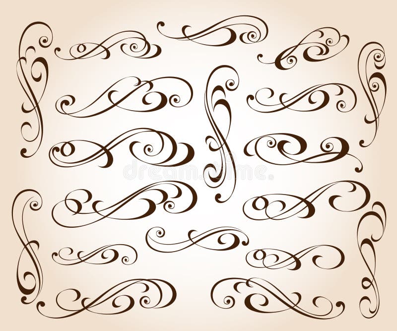 Set of Elegant Decorative Scroll Elements. Vector Illustration Stock ...