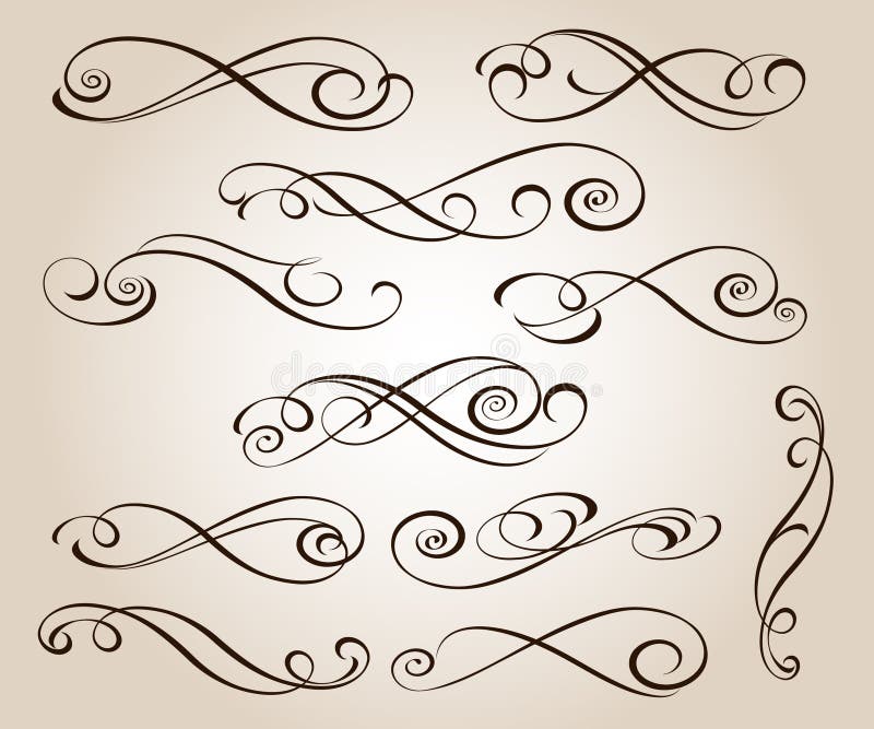Set Elegant Decorative Scroll Elements. Vector . Vector Illustration ...