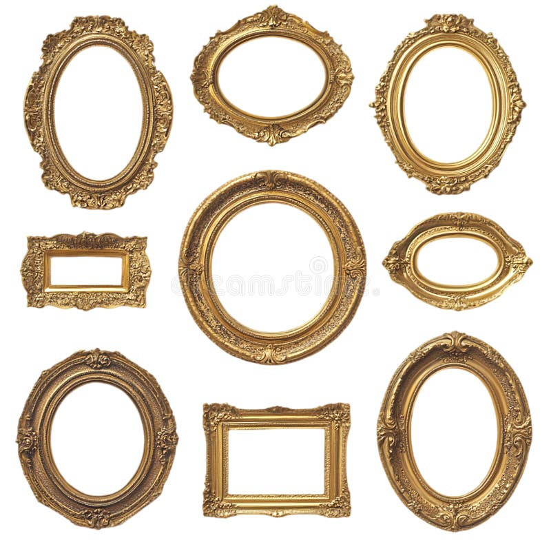 Elegant Gold Picture Frames Oval Rectangle Set Design Art Decor Photo ...