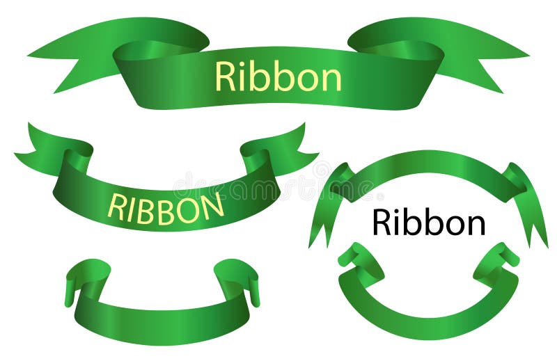 Set of Elegant Green Ribbons or Banners. Vector Stock Vector ...