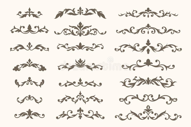 Set of Elegant Horizontal Borders Stock Vector - Illustration of ...