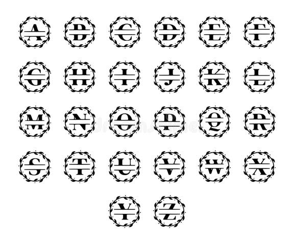 Set of Elegant Personalized Monograms, Letters in a Wreath. Stock ...