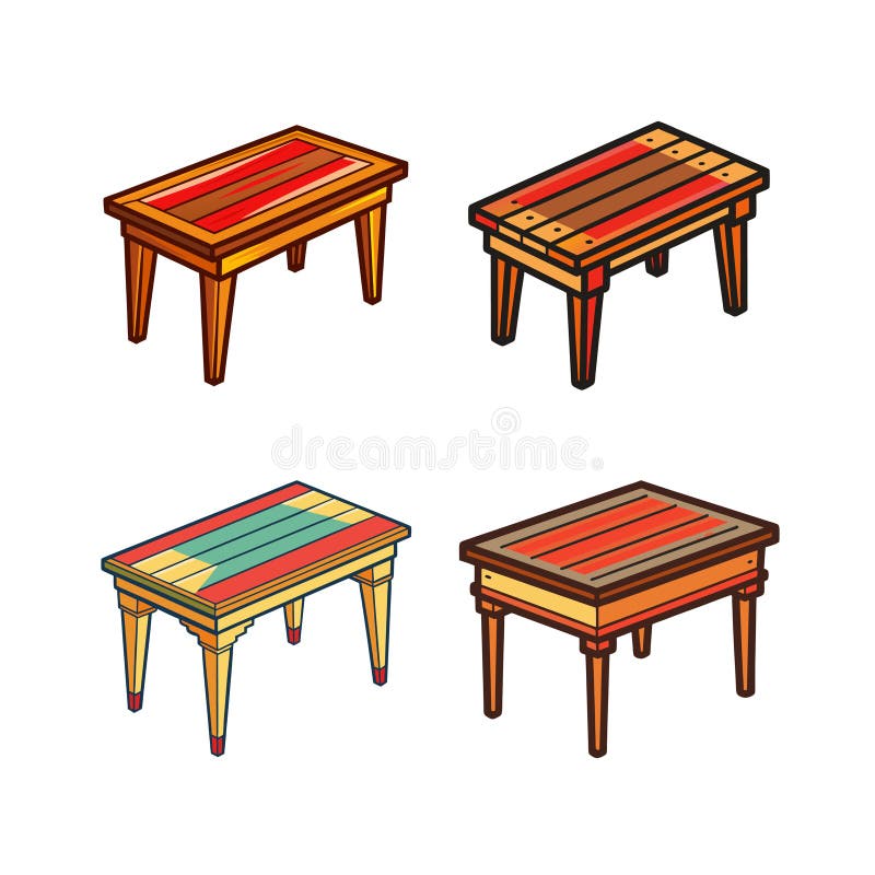 Set of Elegant Reclaimed Wood Table Design Stock Vector - Illustration ...