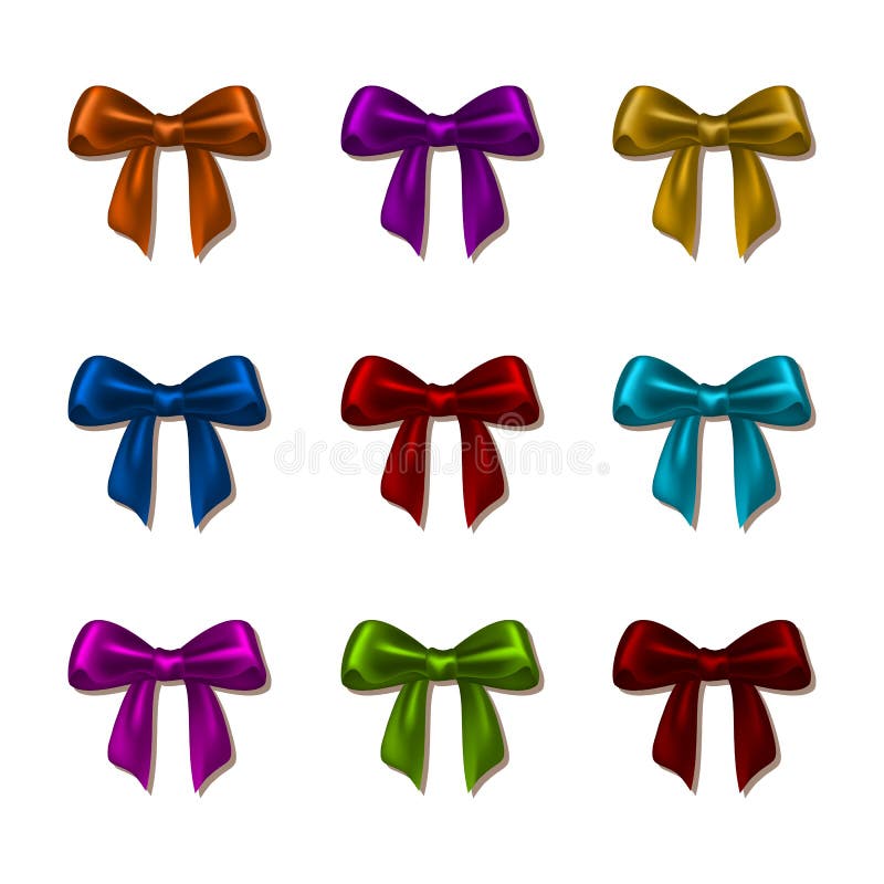 Set of Elegant Silk Colored Bows Stock Vector - Illustration of holiday ...
