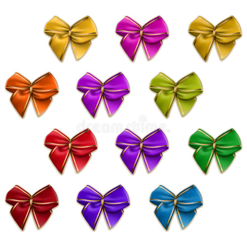 Set of Elegant Silk Colored Bows Stock Vector - Illustration of elegant ...