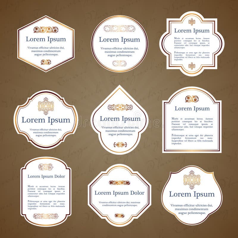 Set of Elegant Vintage Labels Stock Vector - Illustration of pattern ...