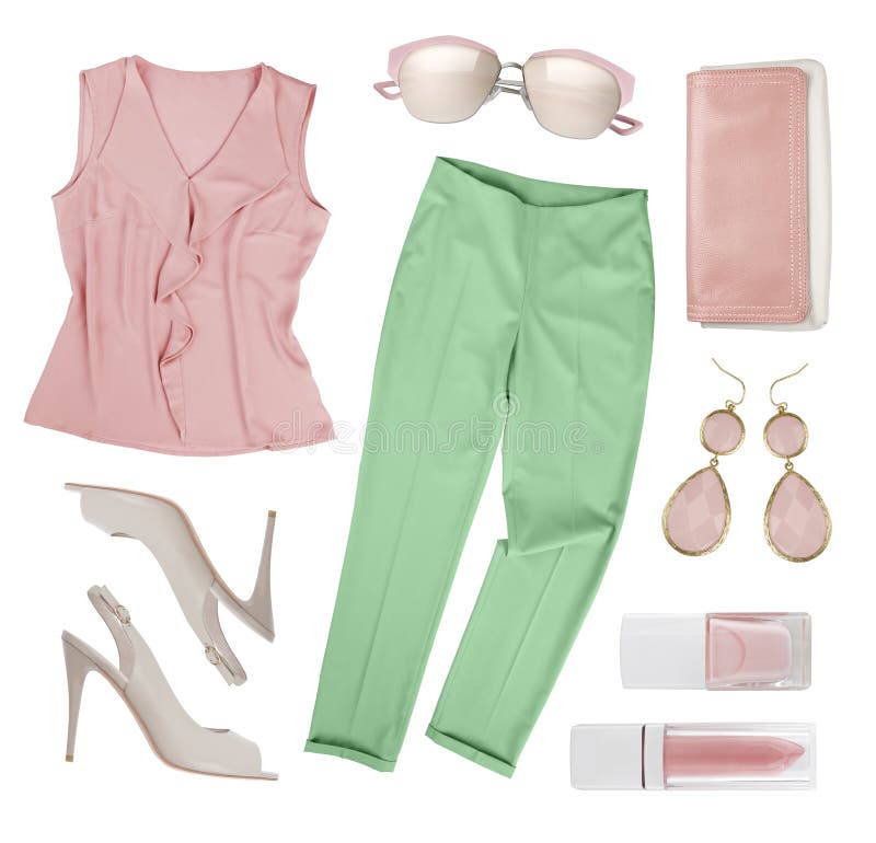 Fashion Women Accessories of Spring Dress Isolated on White Stock Image ...