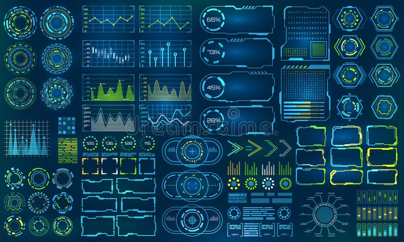 Set Element for Futuristic Design. Interactive Interface Control Panels ...