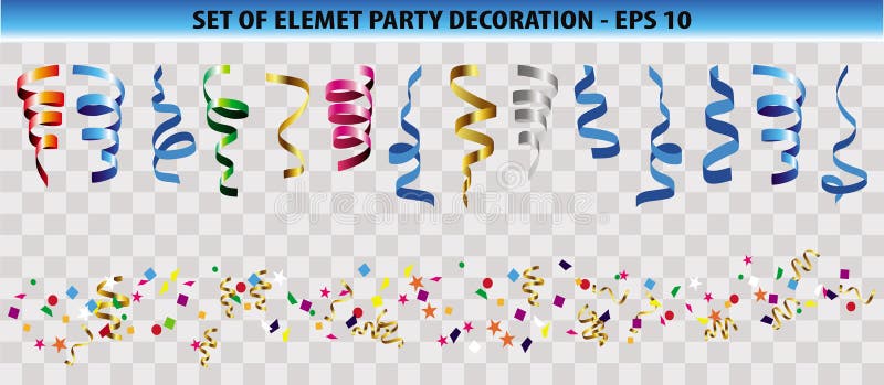 Set of Element Party Decoration Stock Vector - Illustration of festive ...