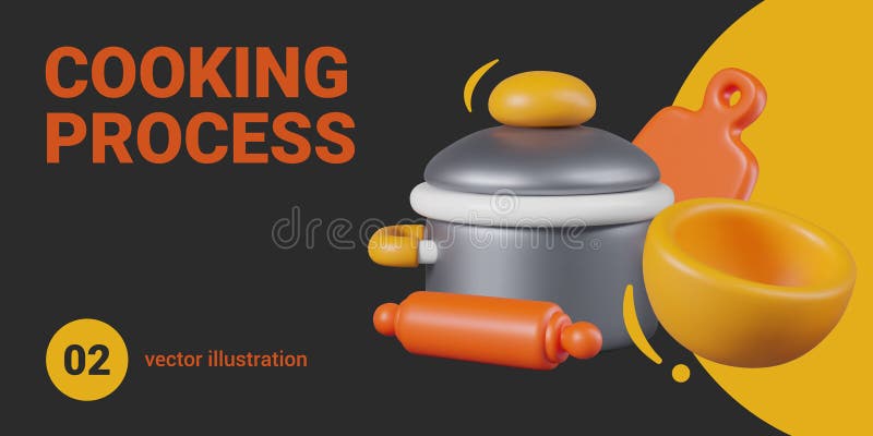 Set of Elements for Cooking Process Concepts. Vector Colored Templates ...