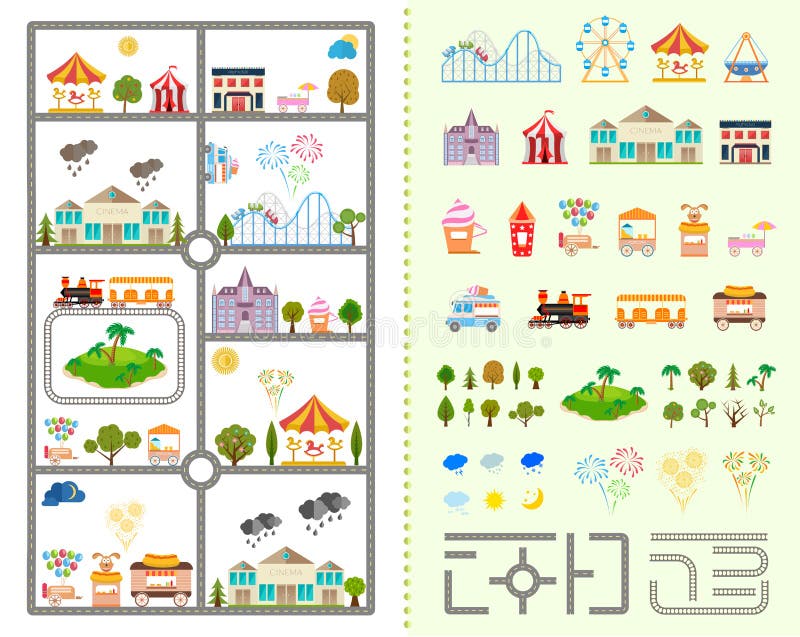 Set of Elements for Creating Your Own City Stock Illustration ...