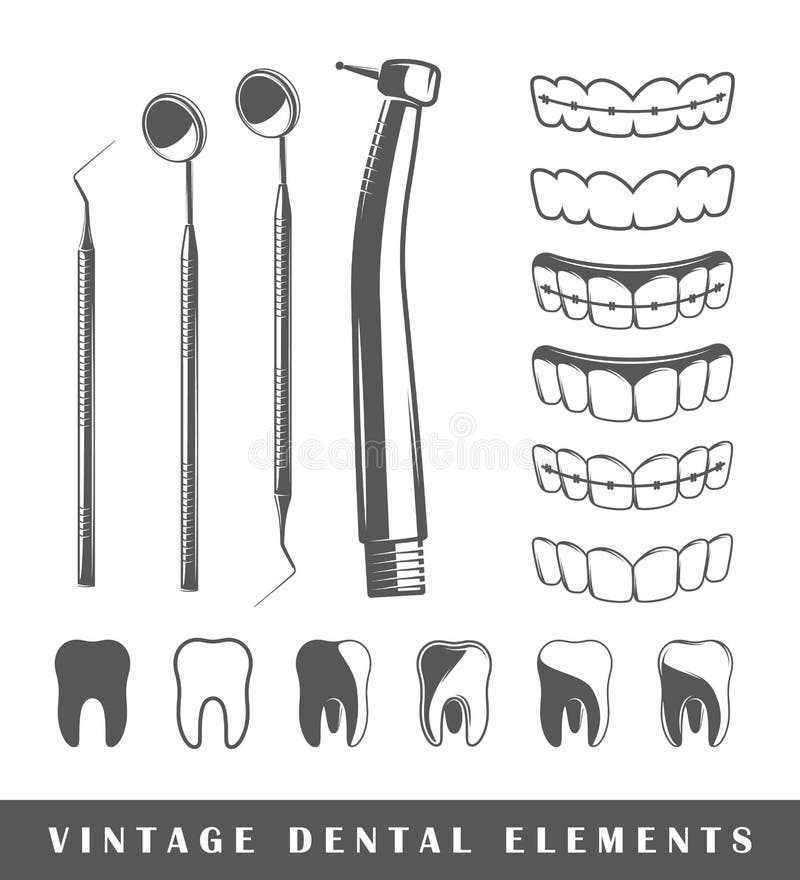 Set of Vintage Dentist Labels Stock Vector - Illustration of concept ...