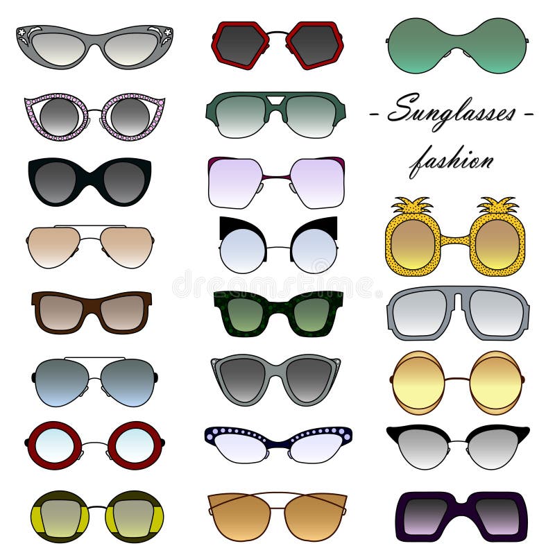 A Set of Elements for Design. Collection of Sunglasses Stock Vector ...