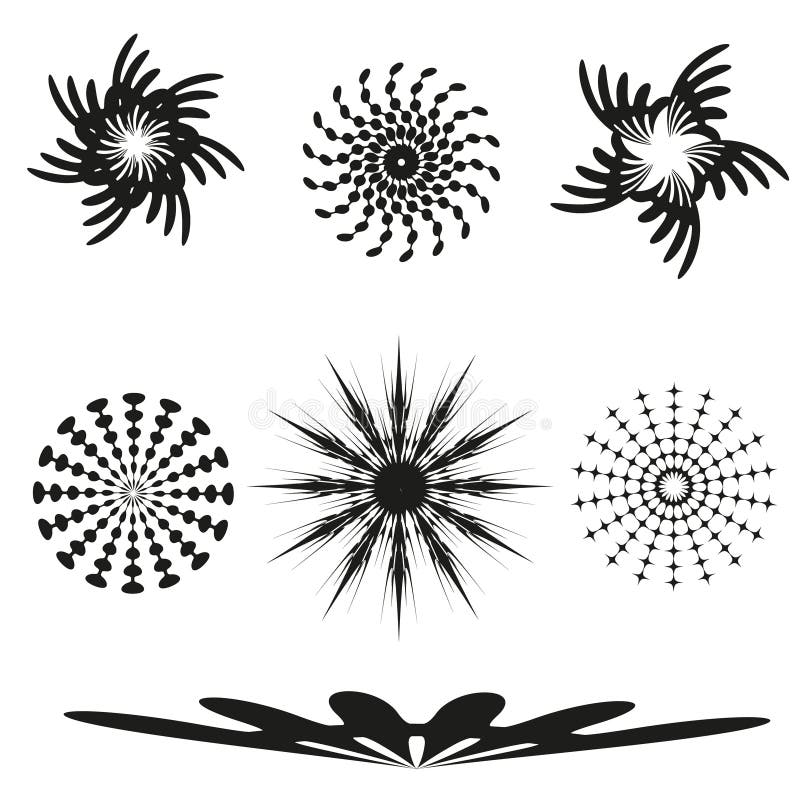 Set of Elements for Design-patterns, Spirals, Different Elements Stock ...