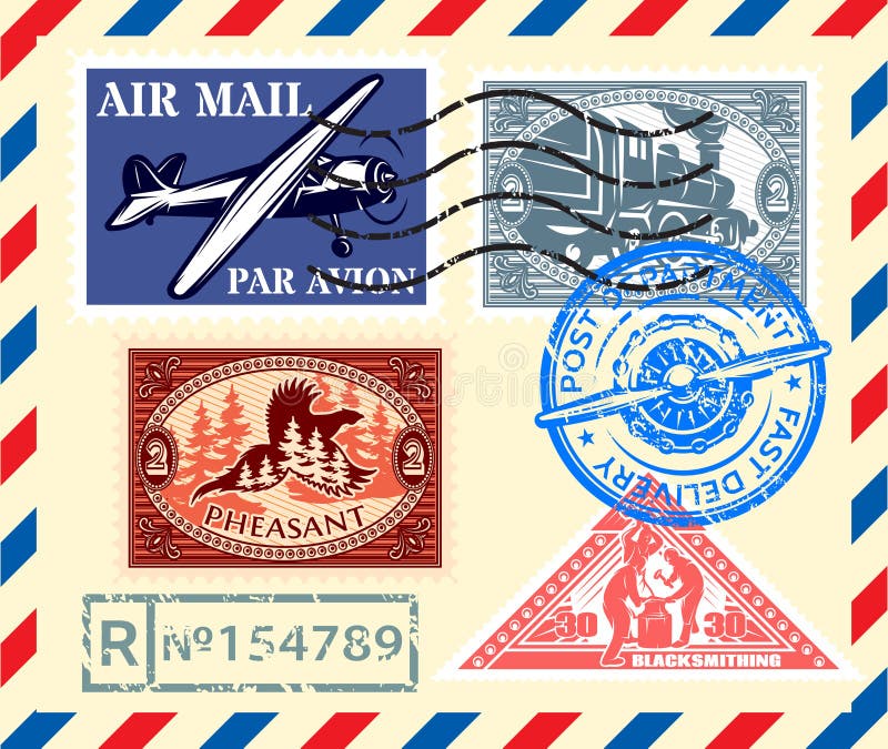 Set of Elements for Designing Mail Envelope. Color Vector Illustration ...